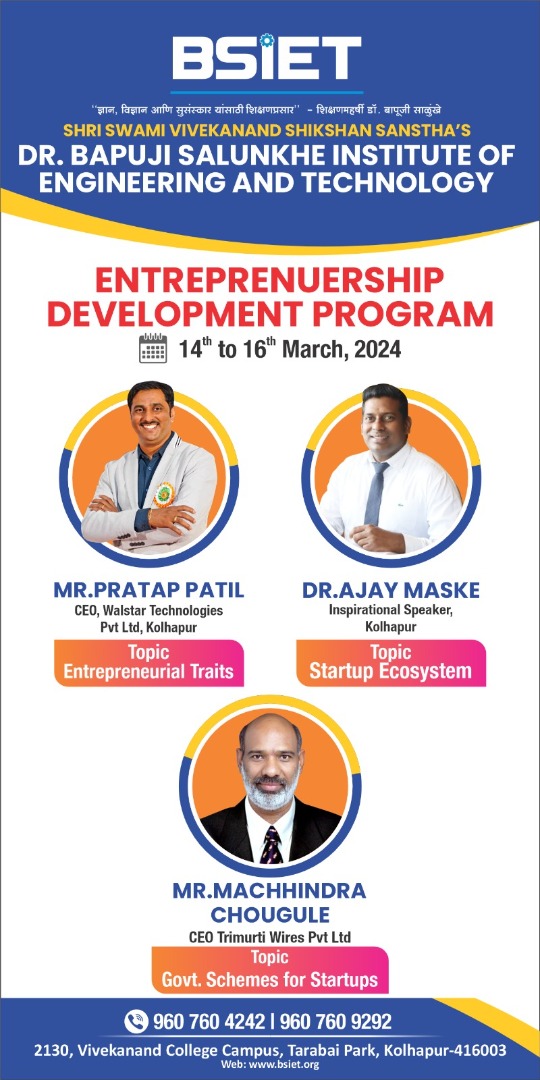 Entrepreneurship Development Program - Dr. Bapuji Salunkhe Institute Of ...