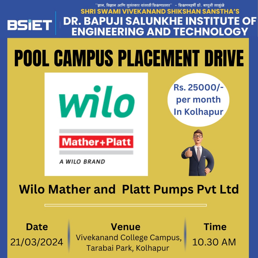 Pool Campus Placement Drive - Dr. Bapuji Salunkhe Institute Of ...